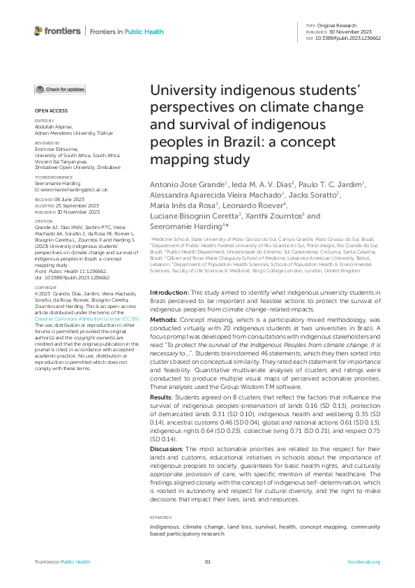 (PDF) University indigenous students' perspectives on climate change and survival of indigenous ...