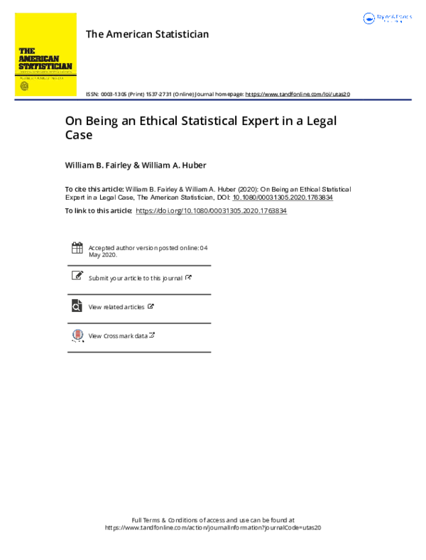 (PDF) On Being an Ethical Statistical Expert in a Legal Case