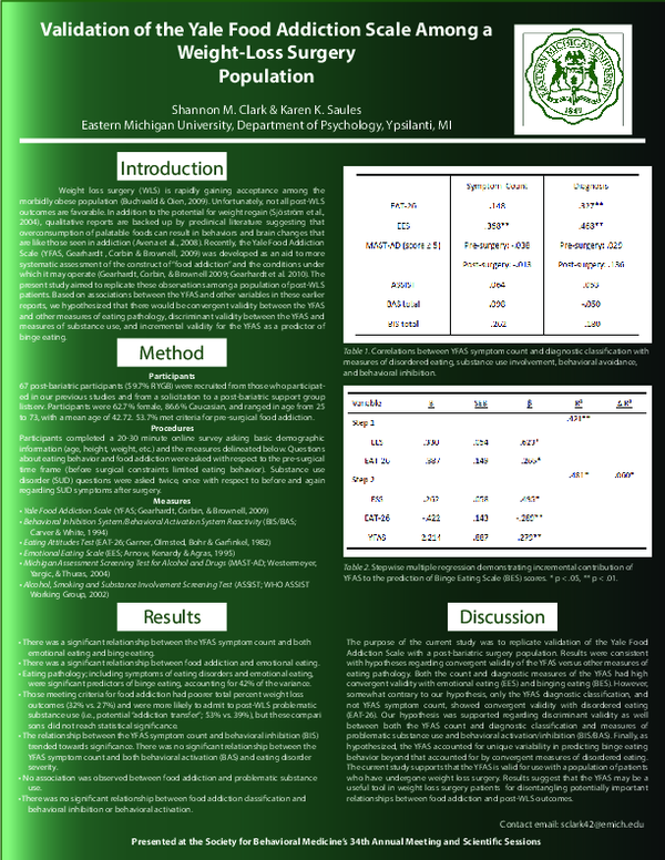 (PDF) Validation of the Yale Food Addiction Scale among a weight-loss ...