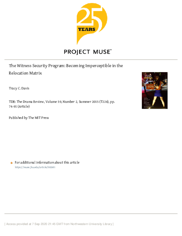 (PDF) The Witness Security Program: Becoming Imperceptible in the ...