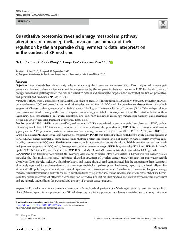(PDF) Quantitative proteomics revealed energy metabolism pathway ...