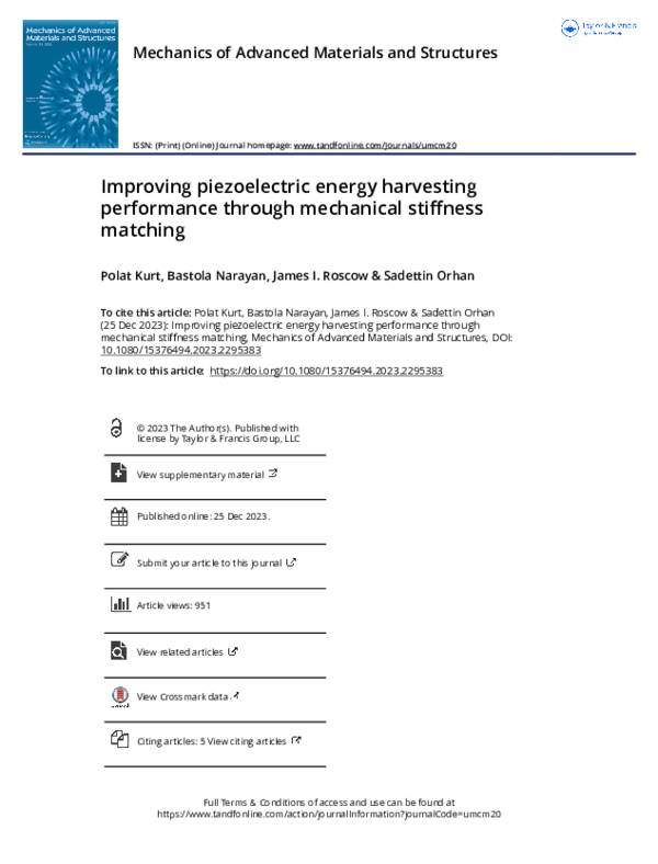 (PDF) Improving piezoelectric energy harvesting performance through ...