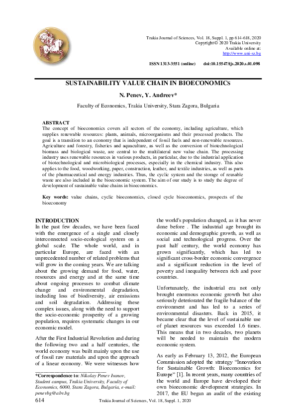 (PDF) Sustainability Value Chain in Bioeconomics