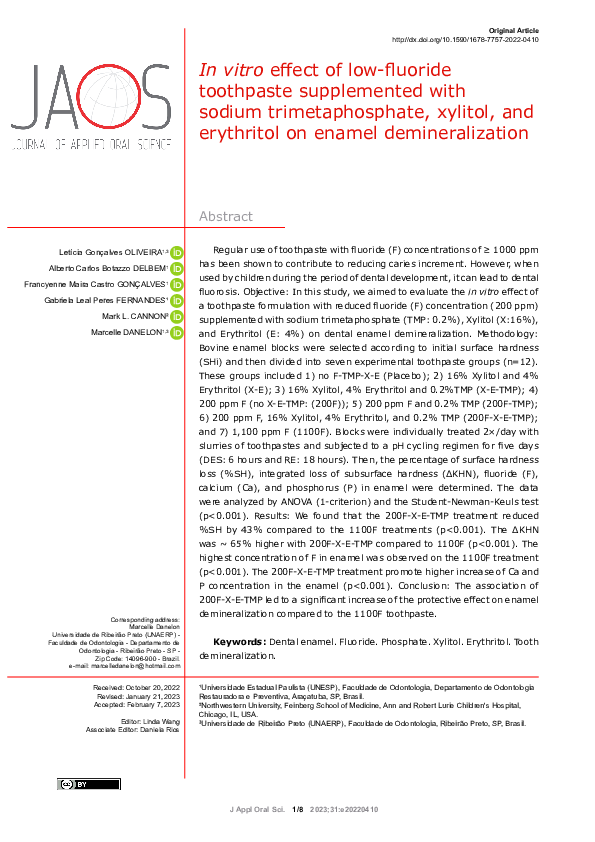 (PDF) In vitro effect of low-fluoride toothpaste supplemented with ...