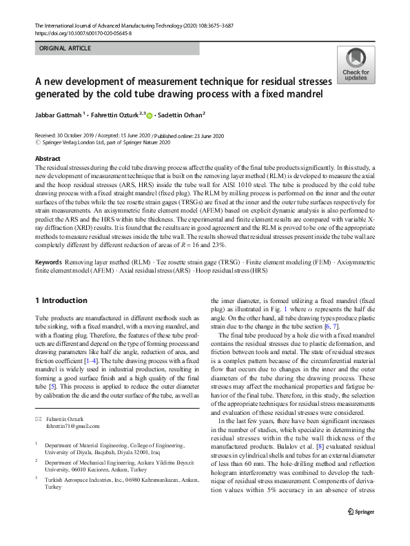 (PDF) A new development of measurement technique for residual stresses ...
