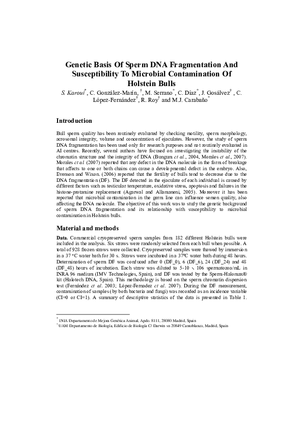 (PDF) Genetic basis of sperm DNA fragmentation and susceptibility to ...