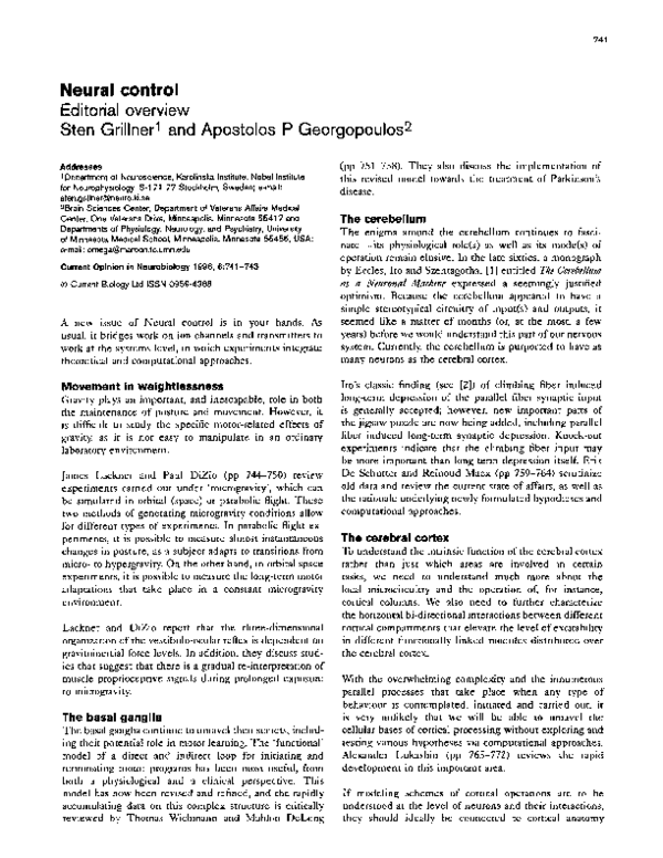 (PDF) Neural control
