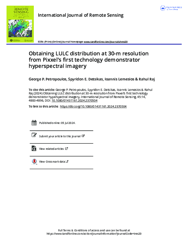 (PDF) Machine Learning; land use/ land cover mapping; hyperspectral ...