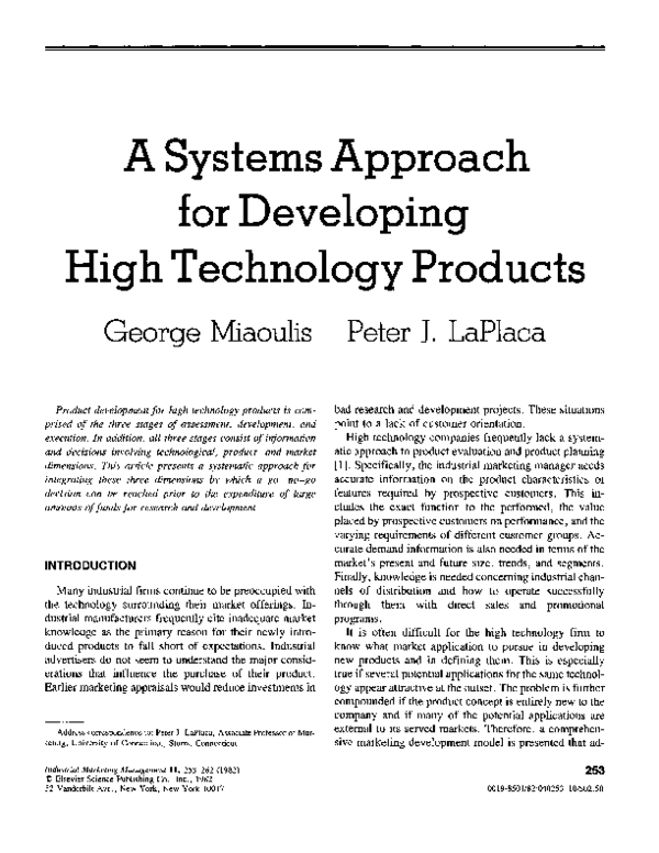 (PDF) A systems approach for developing high technology products