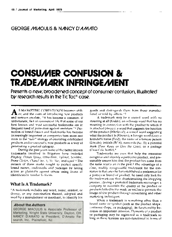 Consumer Confusion & Trademark Infringement