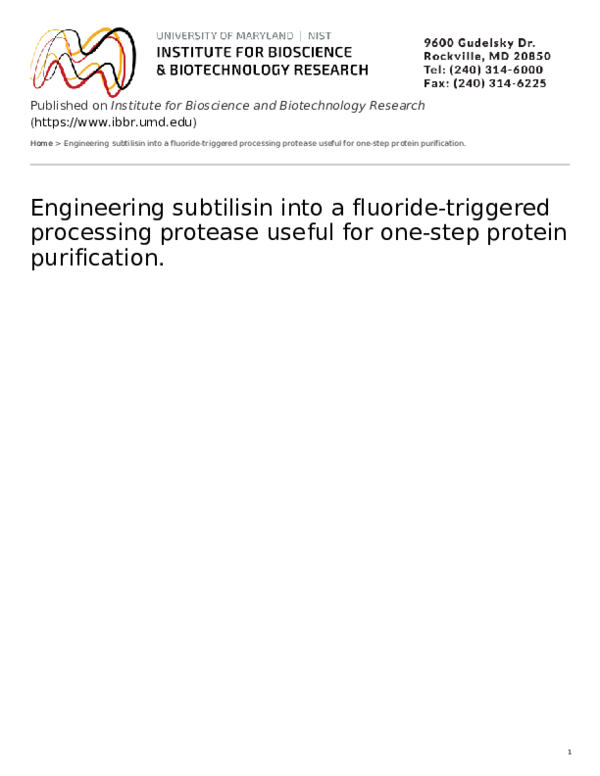 (PDF) Engineering Subtilisin into a Fluoride-Triggered Processing ...