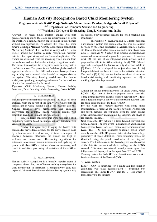 (PDF) Human Activity Recognition Based Child Monitoring System