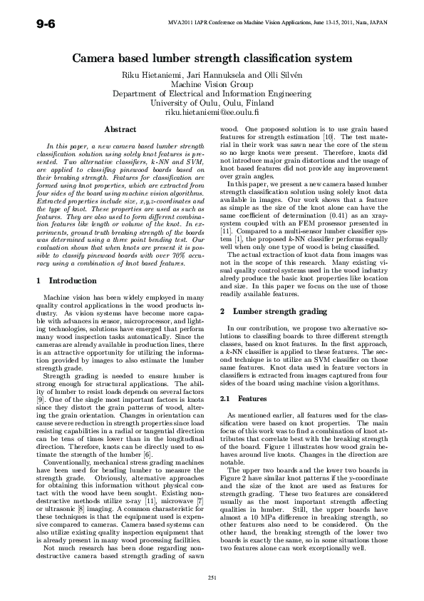 (PDF) Camera based lumber strength classification system