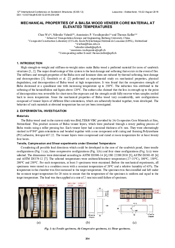 (PDF) Mechanical properties of a Balsa wood veneer core material at elevated temperatures ...
