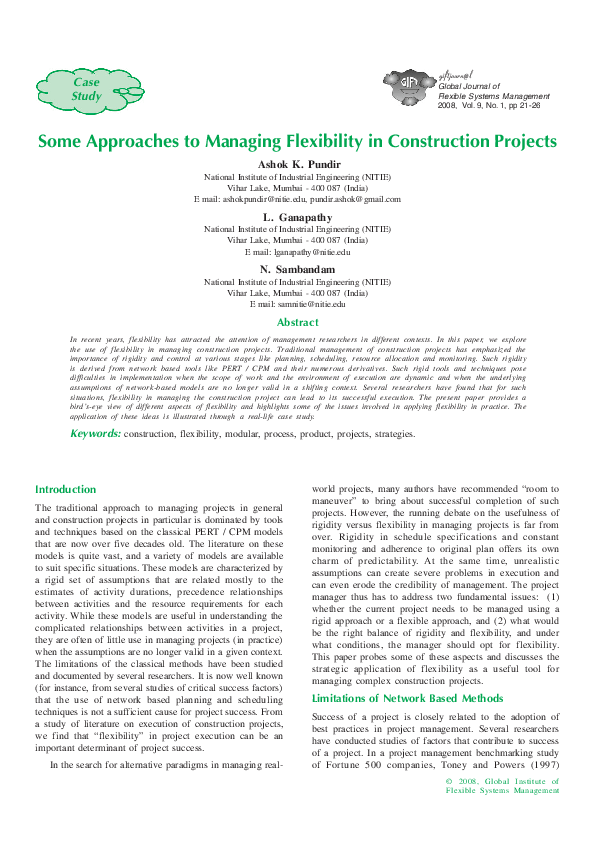 (PDF) Some Approaches to Managing Flexibility in Construction Projects