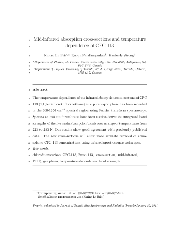 (PDF) Mid-infrared absorption cross-sections and temperature dependence ...