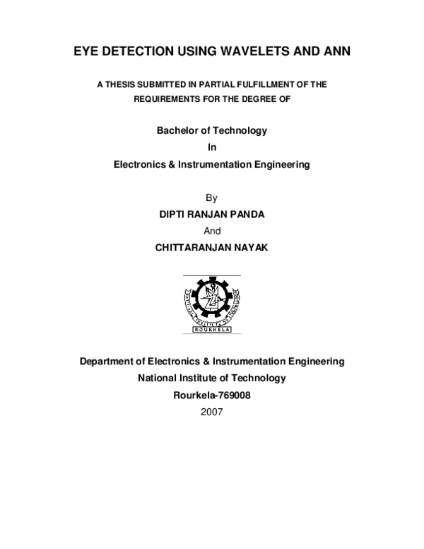 Pdf Eye Detection Using Wavelets And Ann