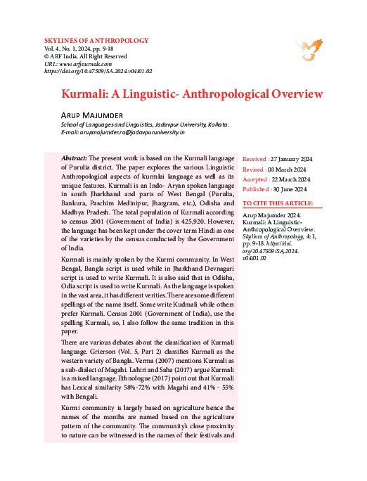 (PDF) Kurmali: A Linguistic-Anthropological Overview