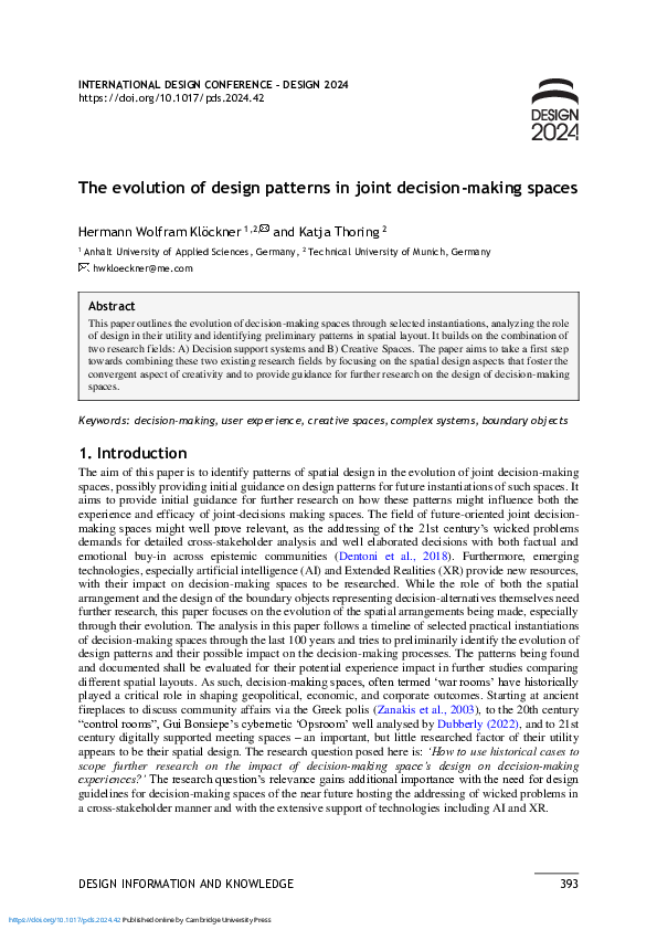 (PDF) The evolution of design patterns in joint decision-making spaces