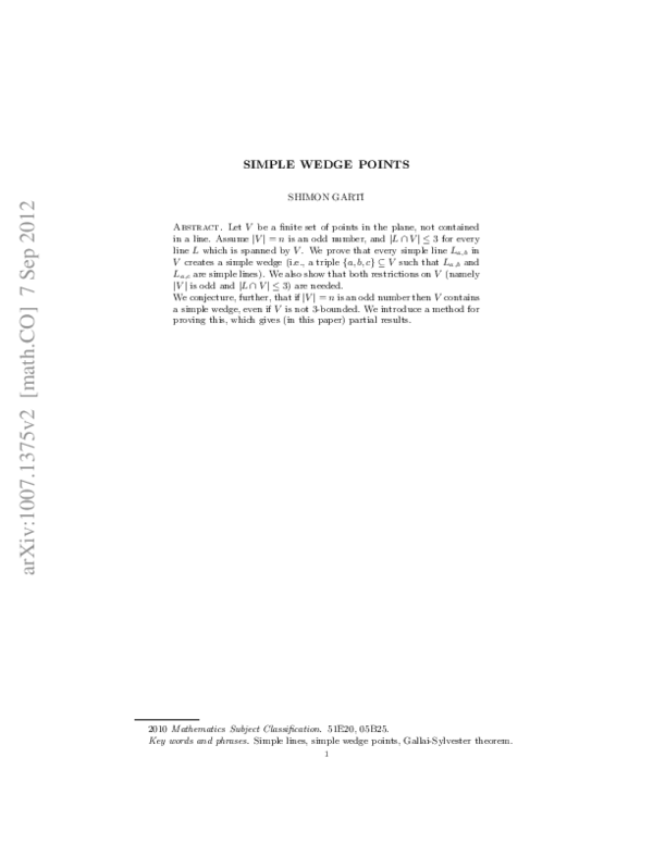 (PDF) Simple wedge points