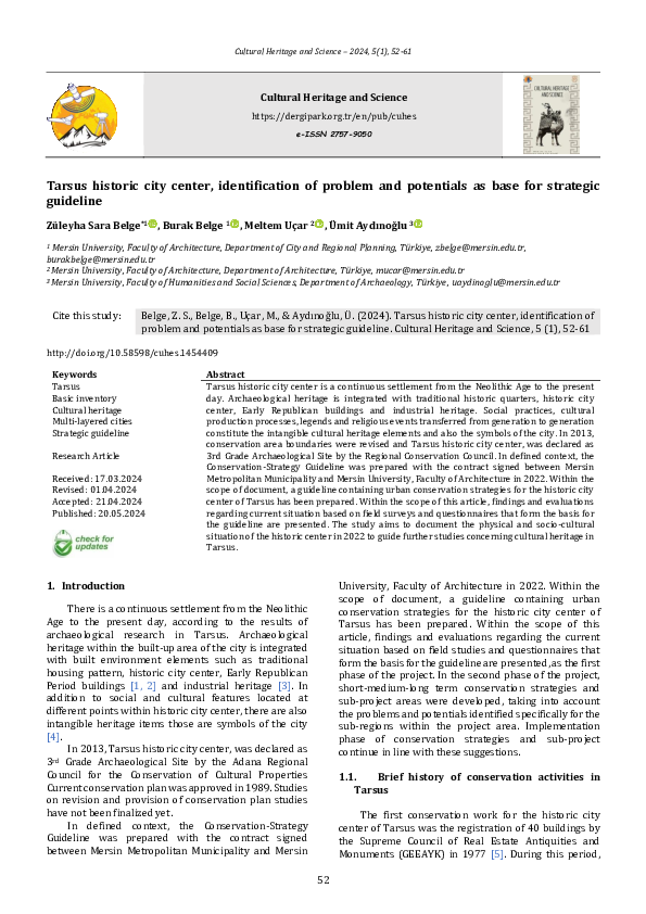 (PDF) Tarsus historic city center, identification of problem and ...