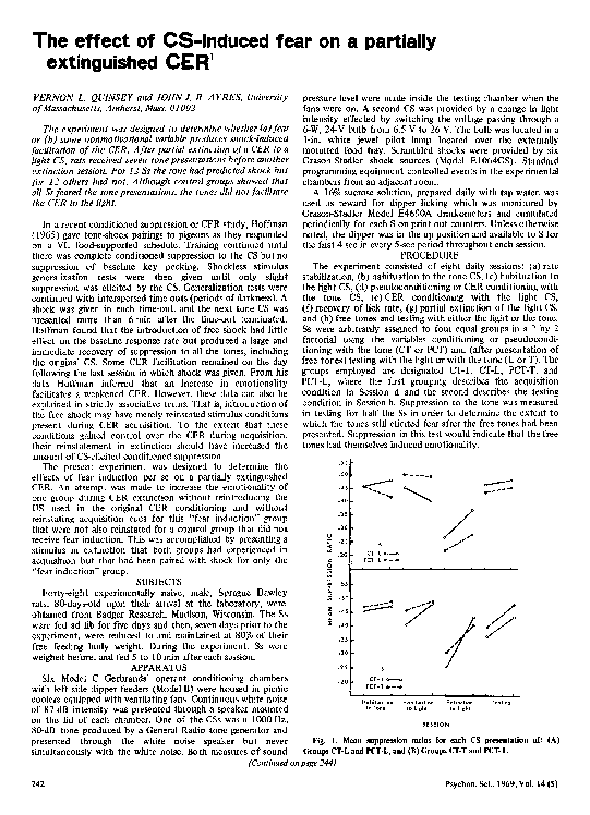 (PDF) The effect of CS-induced fear on a partially extinguished CER