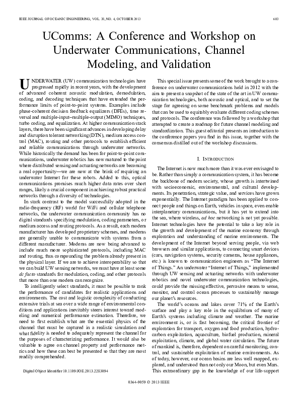 (PDF) UComms: A Conference and Workshop on Underwater Communications ...