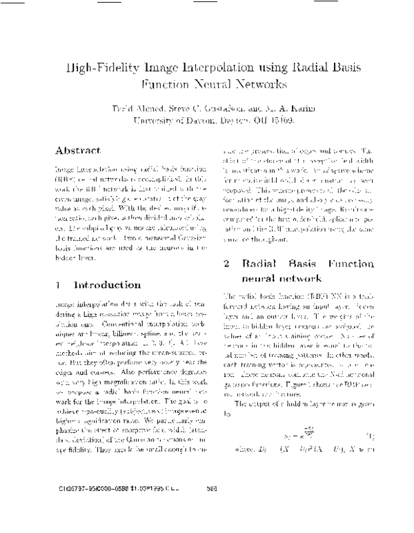 (PDF) High-fidelity image interpolation using radial basis function neural networks