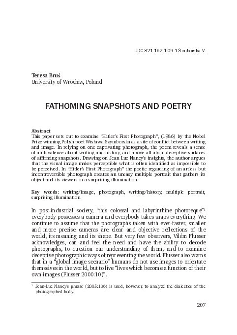 (PDF) Fathoming Snapshots and Poetry