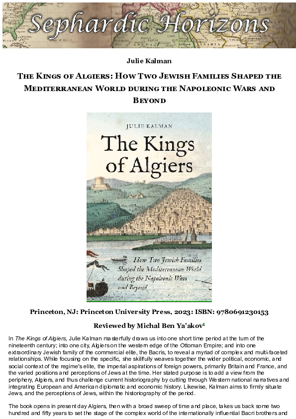 (PDF) review of: Kalman The Kings of Algiers (2023)