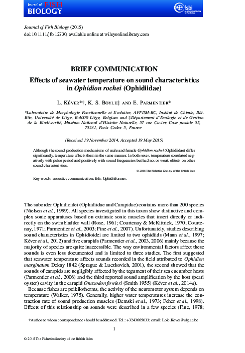 (PDF) Effects of seawater temperature on sound characteristics in ...
