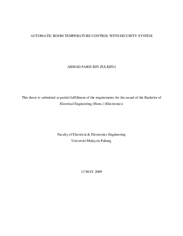 (PDF) Automatic room temperature control with security system