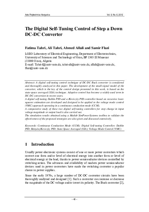 (PDF) The Digital Self-Tuning Control of Step a Down DC-DC Converter