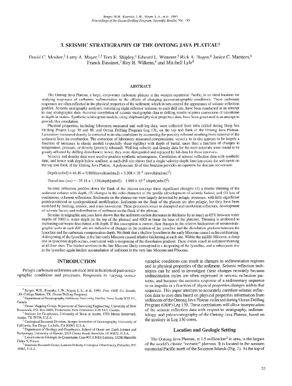 (PDF) Seismic Stratigraphy of the Ontong Java Plateau