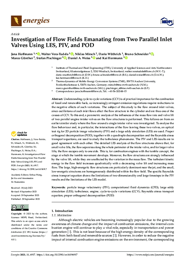(PDF) Flow Fields from Parallel Inlet Valves: LES, PIV, POD Study