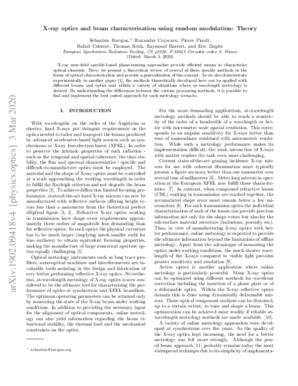 (PDF) X-ray optics and beam characterization using random modulation