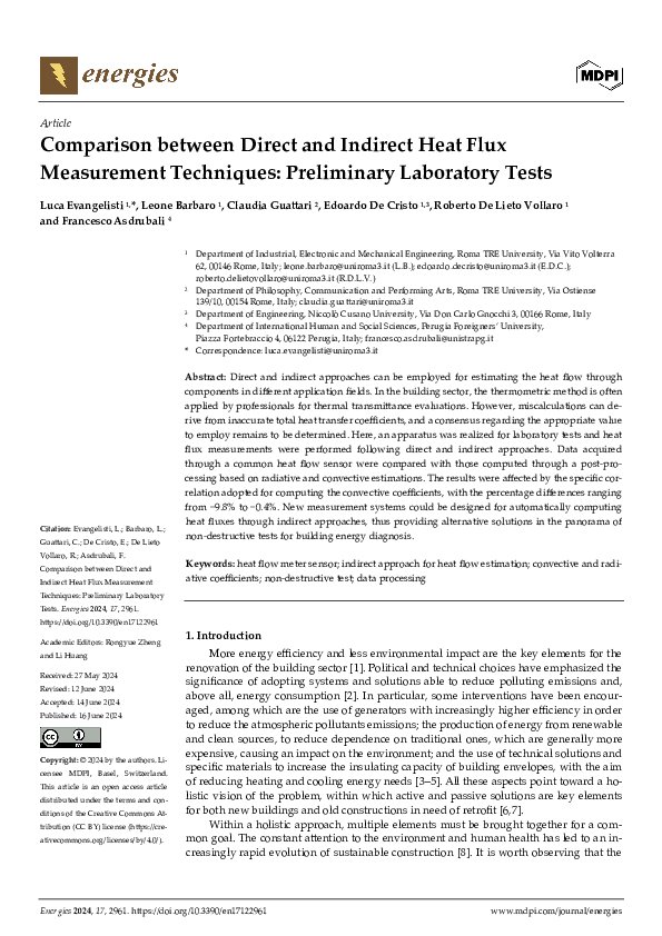 (PDF) Comparison between Direct and Indirect Heat Flux Measurement Techniques: Preliminary ...
