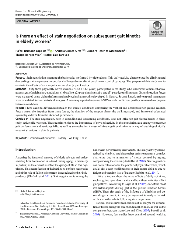 (PDF) Is there an effect of stair negotiation on subsequent gait ...