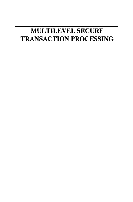 (PDF) Multilevel secure transaction processing1