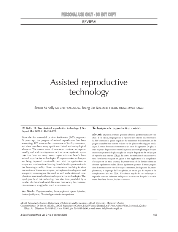 (PDF) Assisted reproductive technology