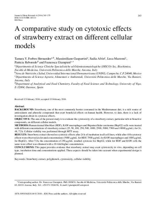 (PDF) A comparative study on cytotoxic effects of strawberry extract on ...