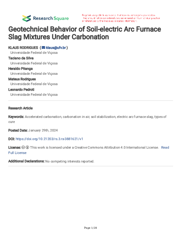 (PDF) Geotechnical Behavior of Soil-electric Arc Furnace Slag Mixtures ...