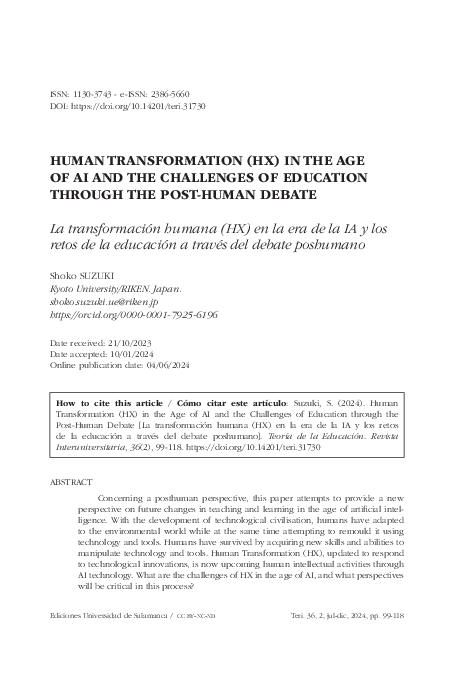 (PDF) Human Transformation (HX) in the Age of AI and the Challenges of ...