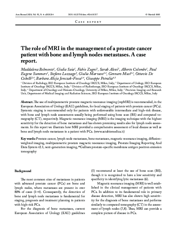 (PDF) The role of MRI in the management of a prostate cancer patient ...