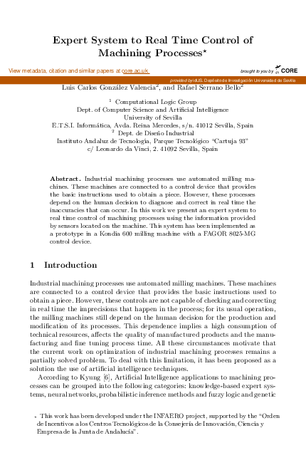 (PDF) Expert System to Real Time Control of Machining Processes
