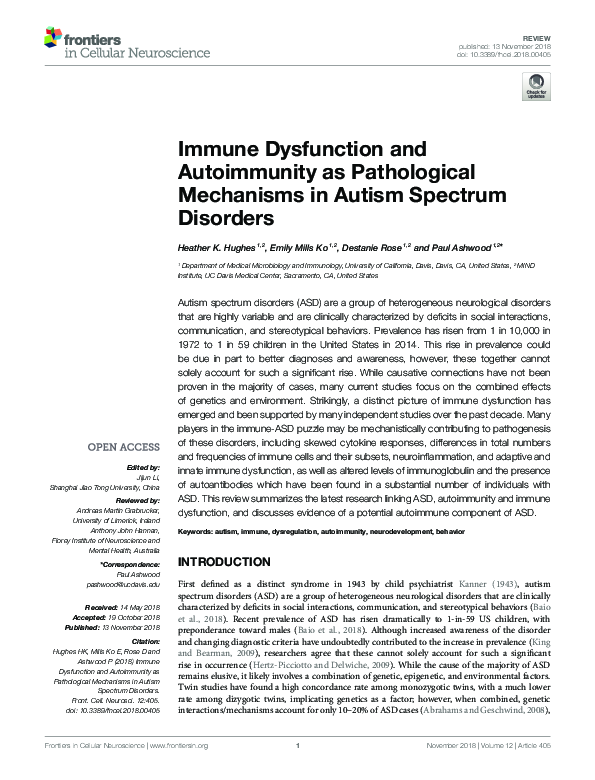 (PDF) Immune Dysfunction and Autoimmunity as Pathological Mechanisms in ...
