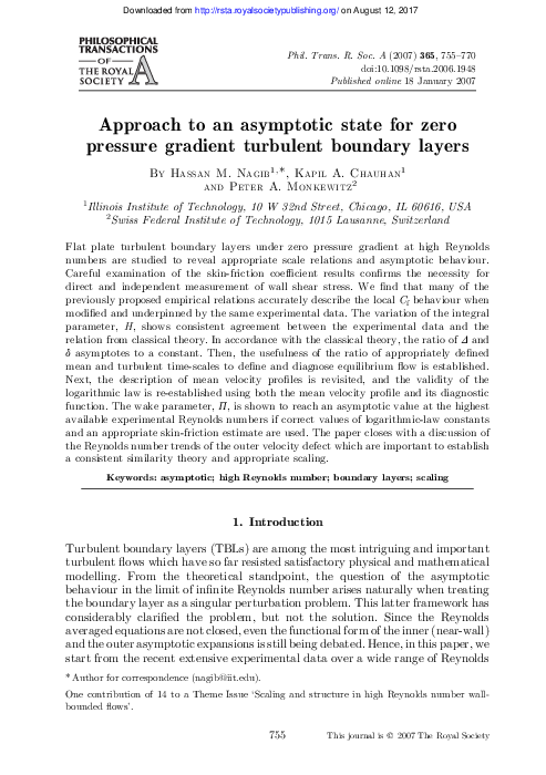 Approach to an asymptotic state for zero pressure gradient turbulent ...