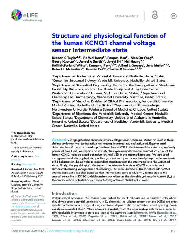 (PDF) Structure and physiological function of the human KCNQ1 channel ...