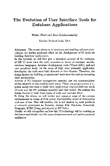 (PDF) The evolution of user interface tools for database applications