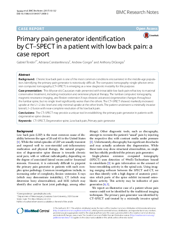 (PDF) Primary pain generator identification by CT–SPECT in a patient ...